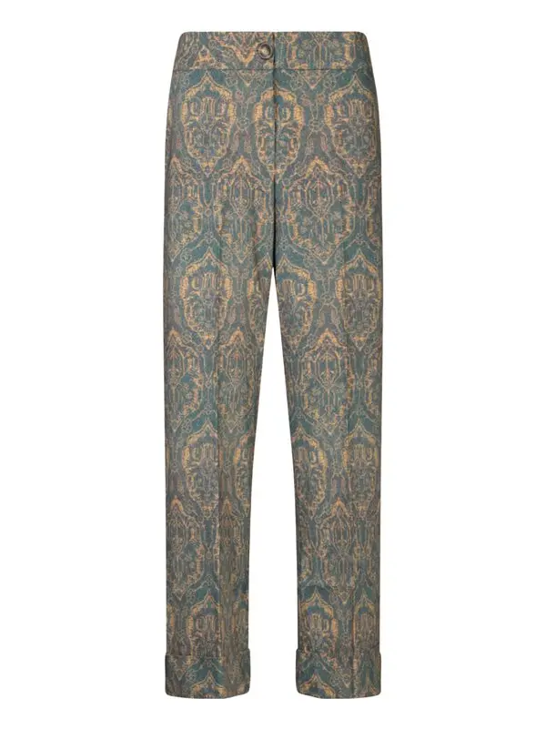 PIERRE-LOUIS MASCIA Printed Wide-leg Trousers - Gray