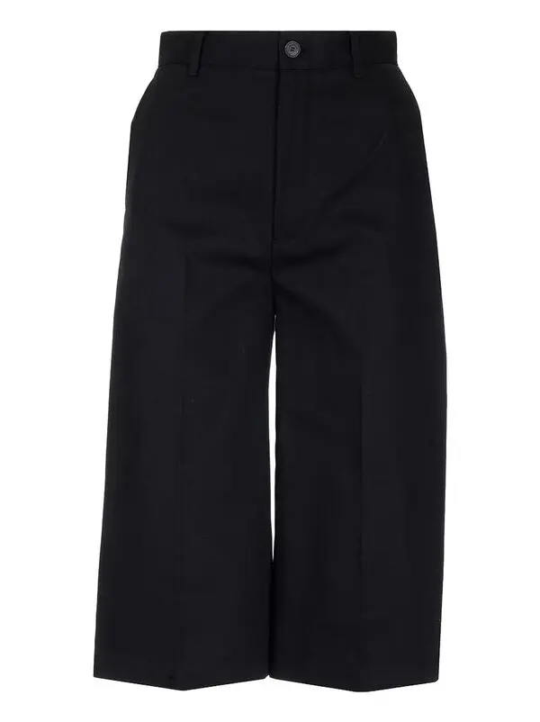 Balenciaga High-waisted Straight Cropped Trousers - Black