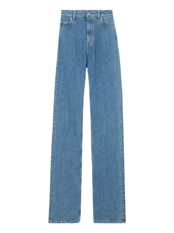 Burberry High-waist Straight-leg Logo Patch Jeans - Blue
