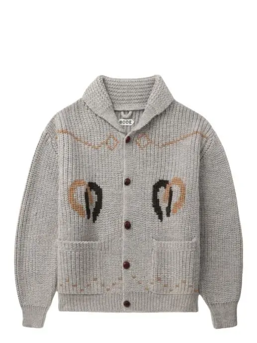 BODE Wool Blend Long-sleeved Knit Cardigan - Gray
