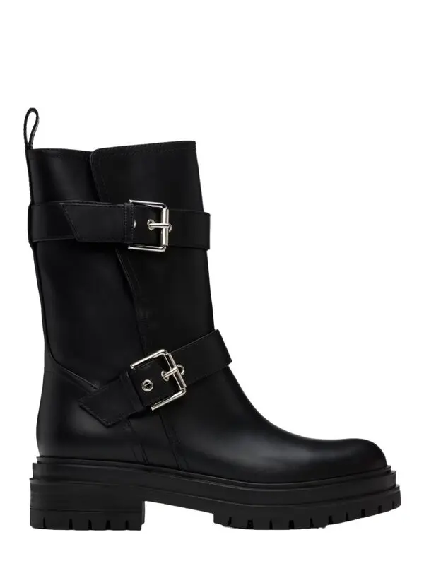 GIANVITO ROSSI Montey Round-toe Buckled Ankle Boots - Black