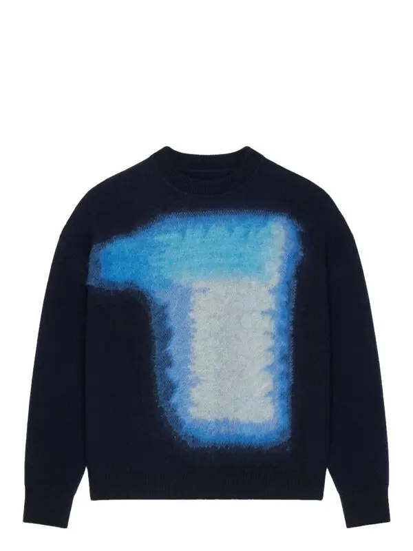 Givenchy Brushed Afternoon Light Jacquard Sweater - Navy Blue