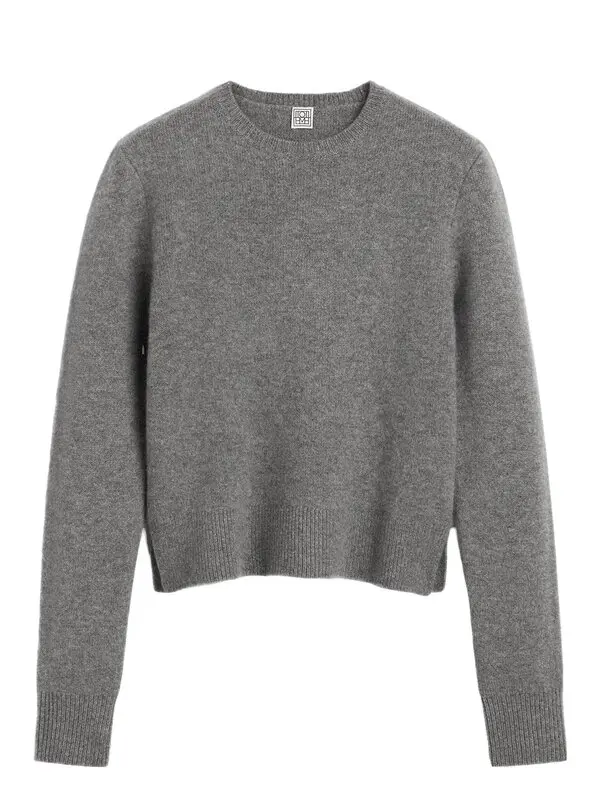 TOTEME Crewneck Knitted Jumper With Side Slits - Medium Gray