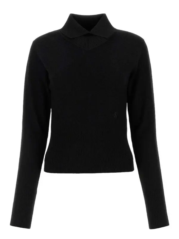 JIL SANDER Cropped Sweater With Embroidered Logo - Black