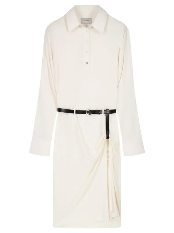 Coperni Belted Draped Dress - White