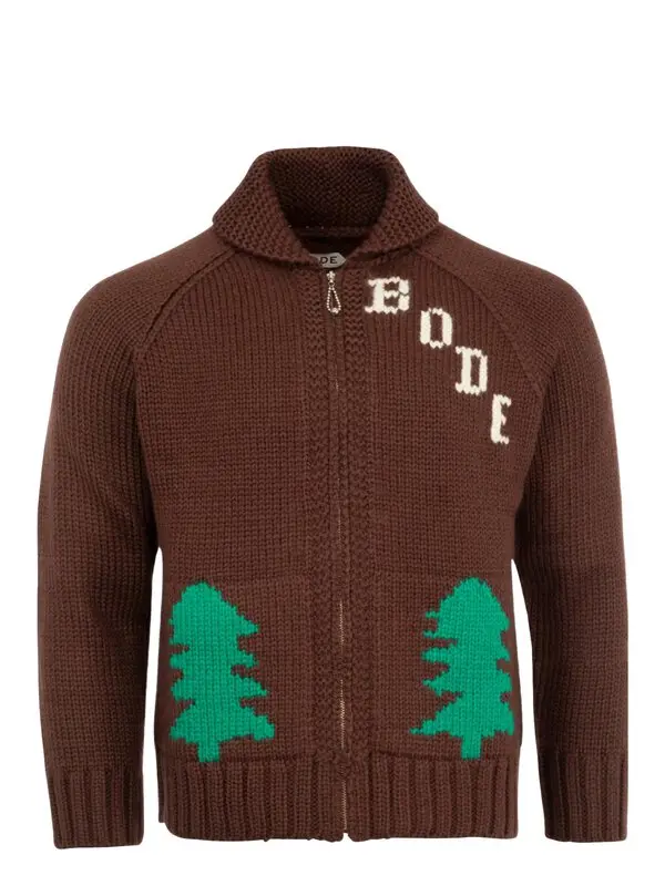 BODE Wool Zip-up Cardigan With Tree Motif - Brown