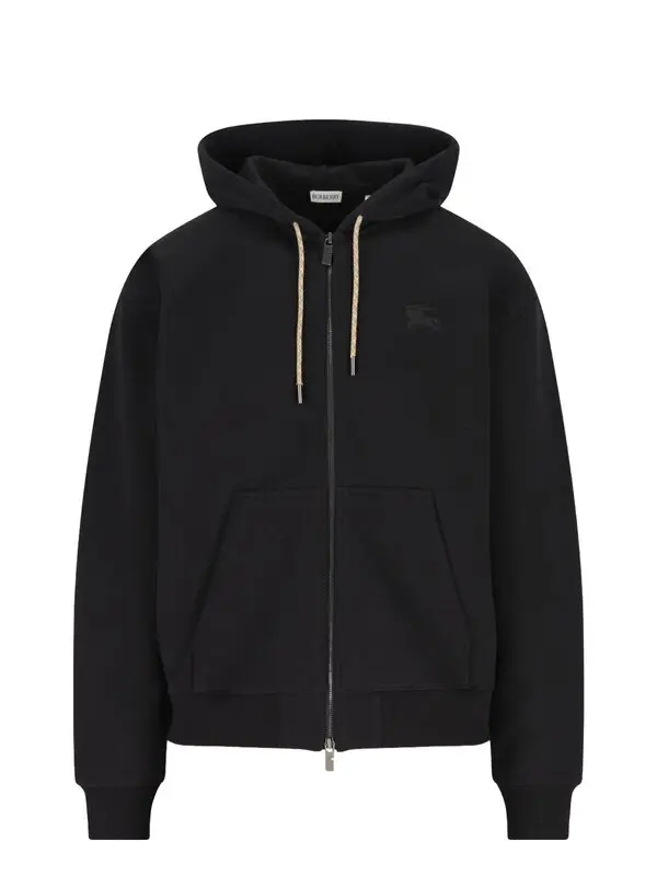 Burberry Rory Check Panel Zip Hoodie - Black