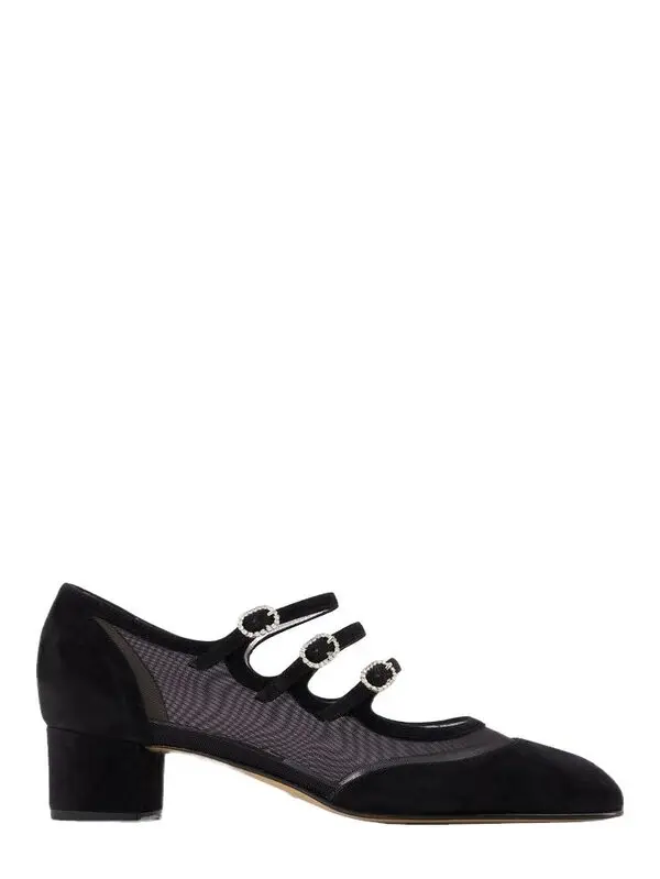 CAREL Round Toe Buckled High Heels - Black