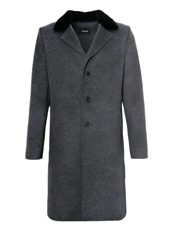 YVES SALOMON Single-breasted Coat With Mink Trim - Black