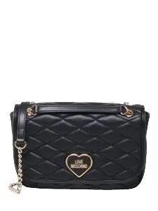 Moschino Logo Plaque Quilted Shoulder Bag - Black