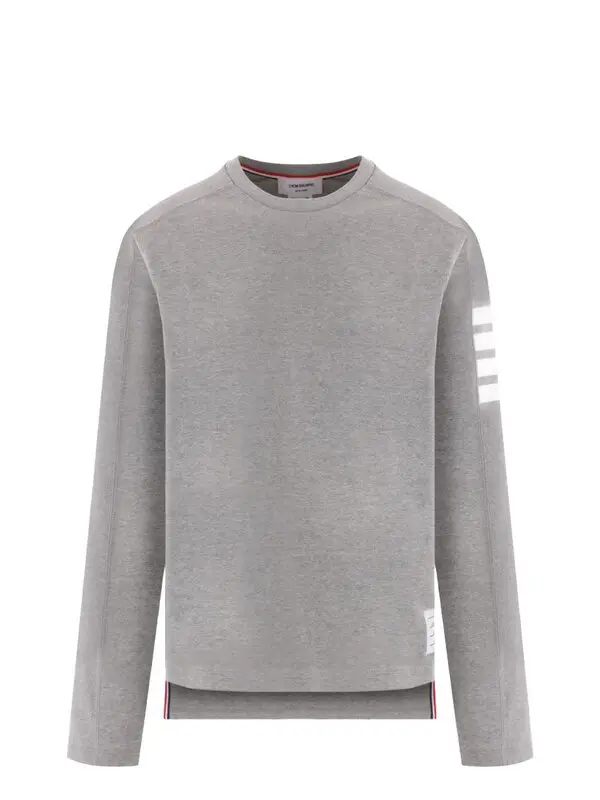 Thom Browne 4-bar Striped Crewneck Sweatshirt - Light Gray