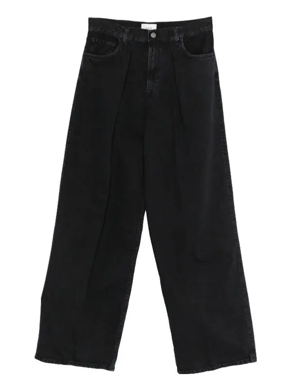 HAIKURE Pleated Wide Leg Jeans - Black
