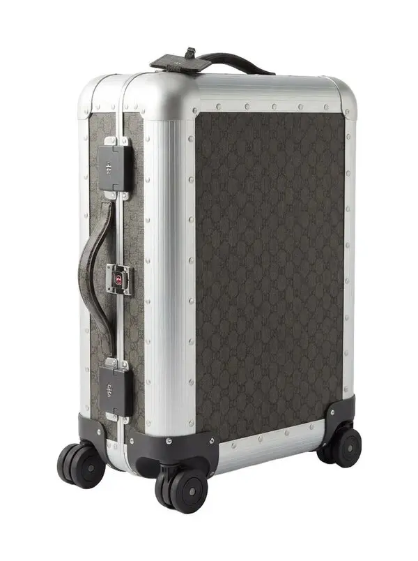 Gucci Gg Supreme Canvas And Aluminum Trolley - Black
