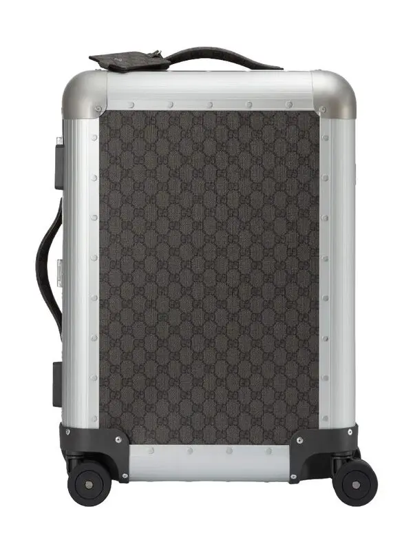 Gucci Gg Supreme Canvas And Aluminum Trolley - Black