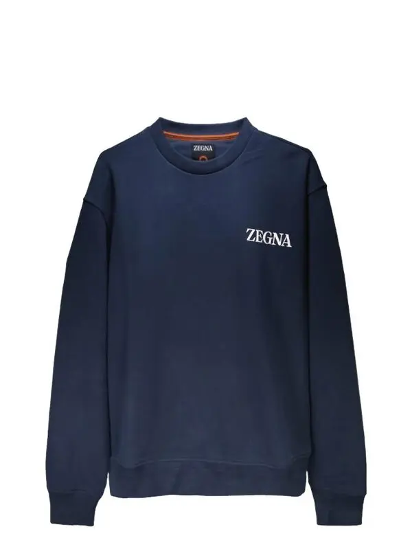 Zegna Rubberized Logo Crewneck Sweatshirt - Blue