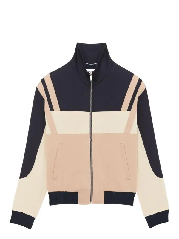 Saint Laurent Panelled High-neck Zipped Bomber Jacket - Nude