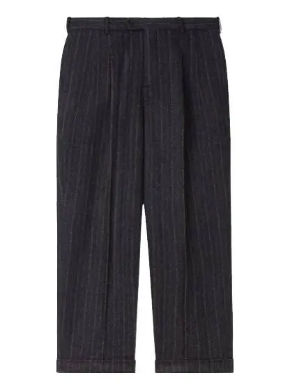 Kenzo Virgin Wool Straight Pleated Tailored Pants - Blue/black