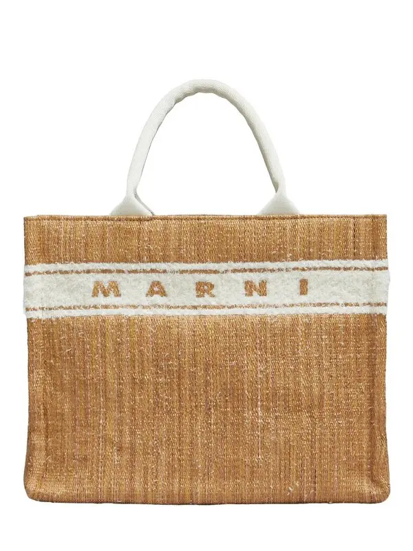 Marni Logo Detailed Small Tote Bag - Brown