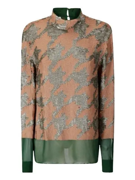 Dries Van Noten Embellished Panelled Blouse - Green