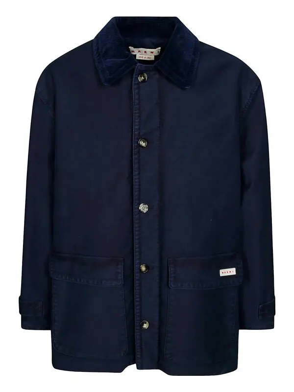 Marni Buttoned Coat With Lapel And Front Pockets - Black