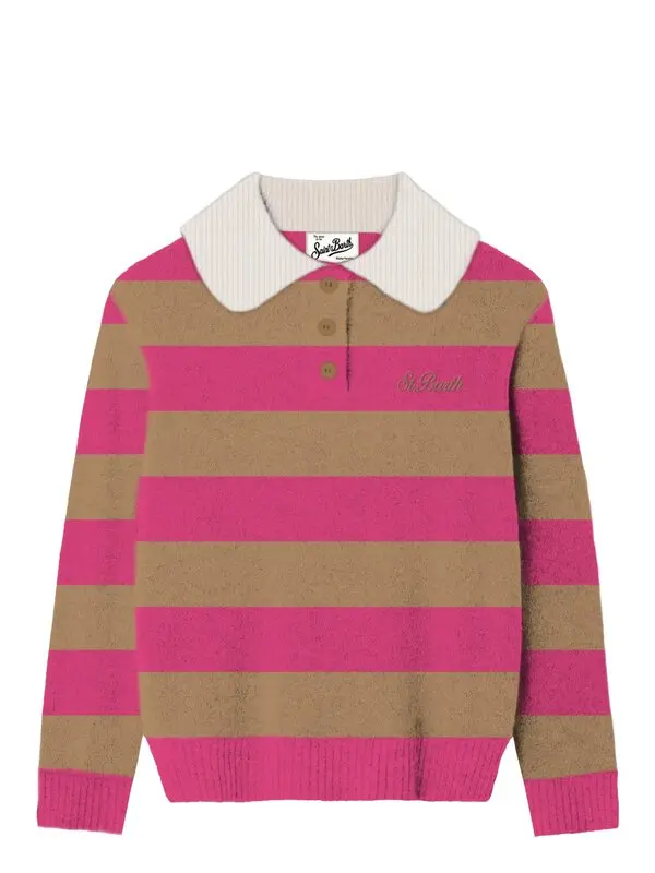 MC2 SAINT BARTH Striped Long-sleeve Knitted Sweater - Pink
