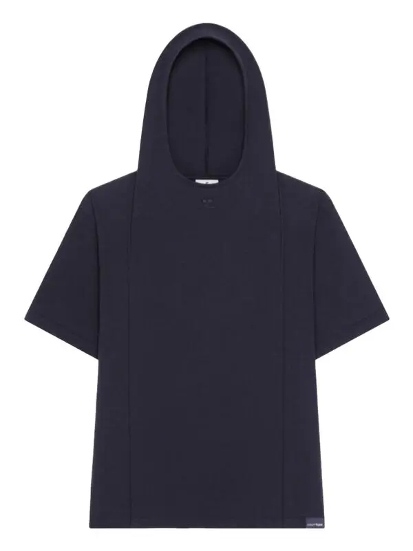 COURREGES Courrèges Embroidered Logo Hooded T-shirt - Black