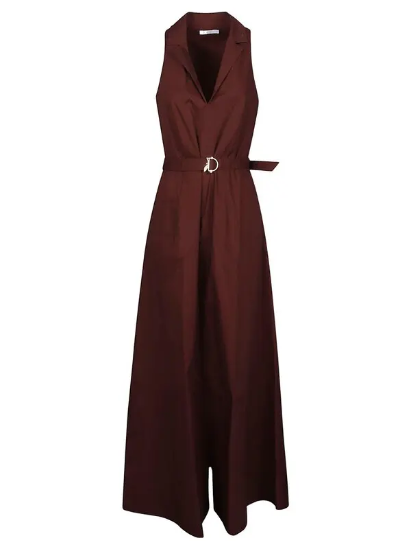 Patrizia Pepe Sleeveless Maxi Dress With Slits - Wood Brown