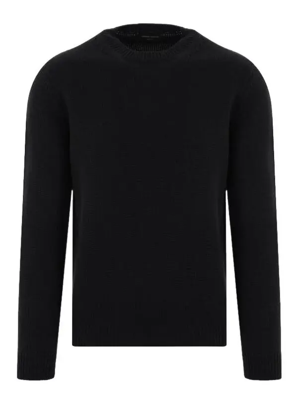 ROBERTO COLLINA Crew Neck Merino Wool Sweater - Black