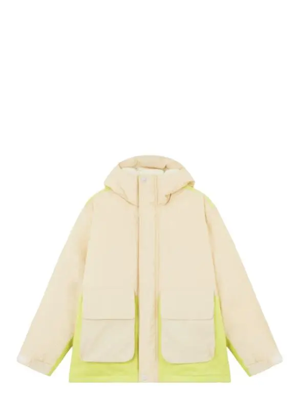 Stone Island Logo-printed Down Jacket With Hood - Yellow