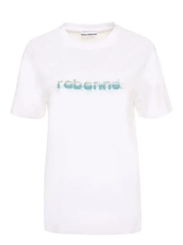 Rabanne Logo Embroidered Crewneck T-shirt - White