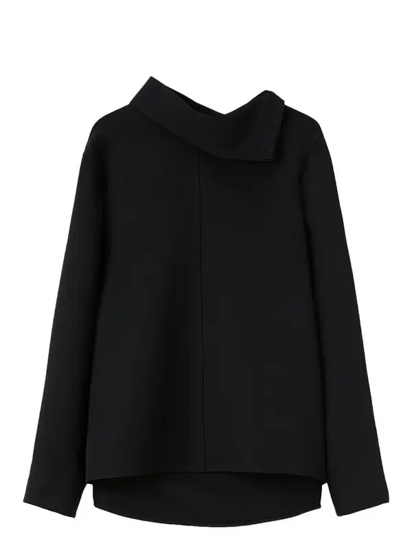 JIL SANDER High-neck Long-sleeved Shirt With Decorative Collar - Black