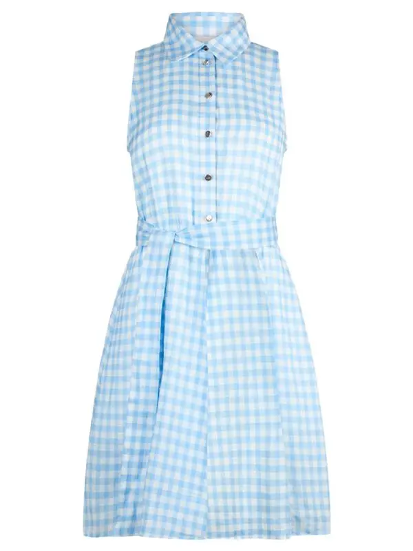 Liu Jo Short Vichy Gingham Check Belted Shirt Dress - Lattice Pattern