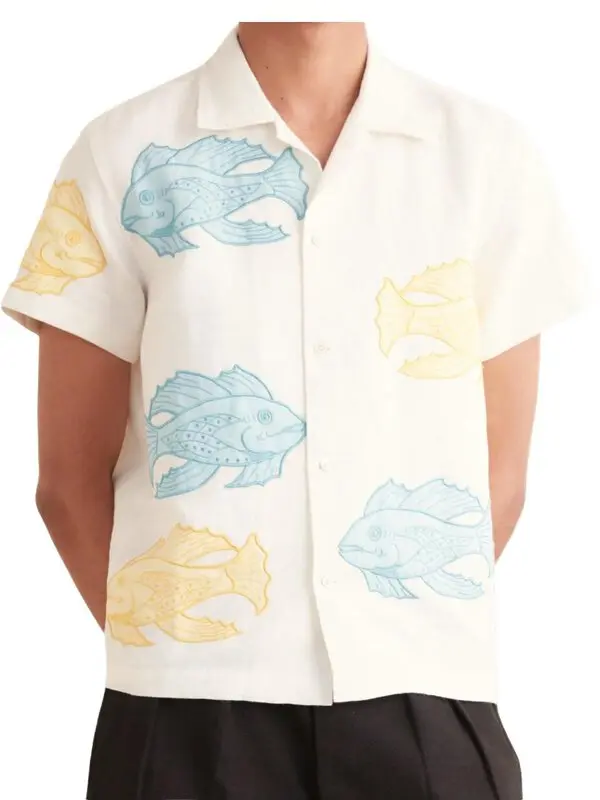 BODE Applique Short-sleeved Shirt - White