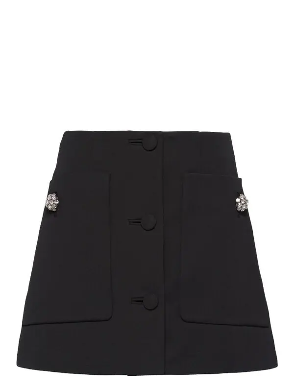 Prada Embellished Straight Hem Mini Skirt - Black