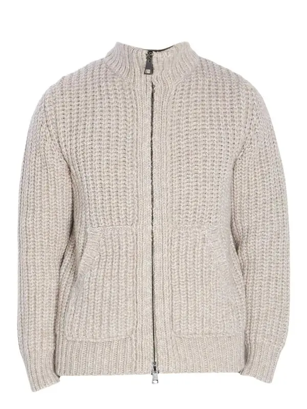 ROBERTO COLLINA Ribbed Zip-up Knitwear With Kangaroo Pockets - Nude