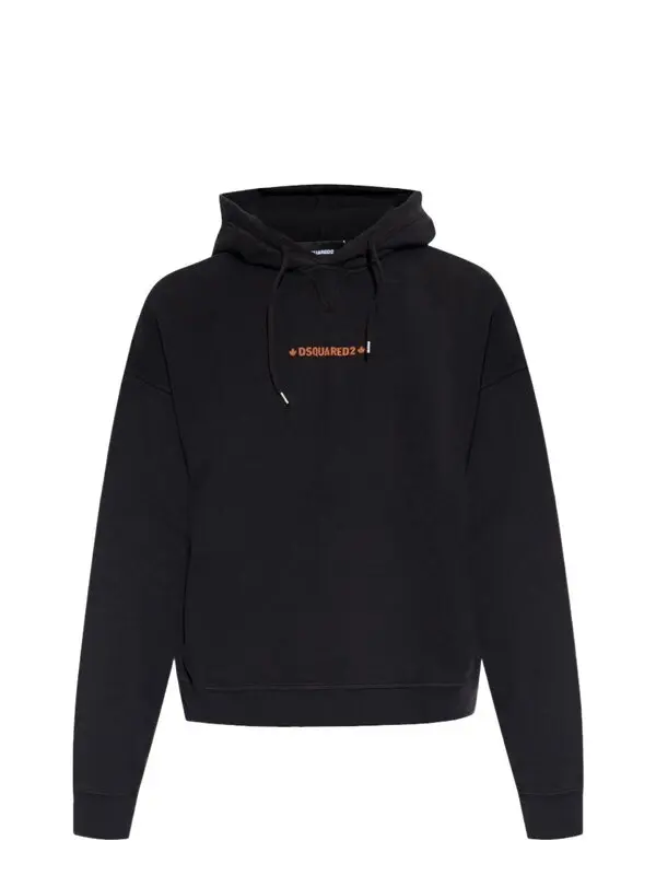 Dsquared2 Logo Printed Drawstring Hoodie - Black