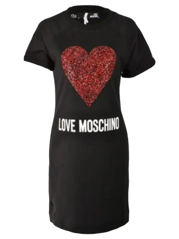 Moschino Heart Applique Stretch Dress - Black