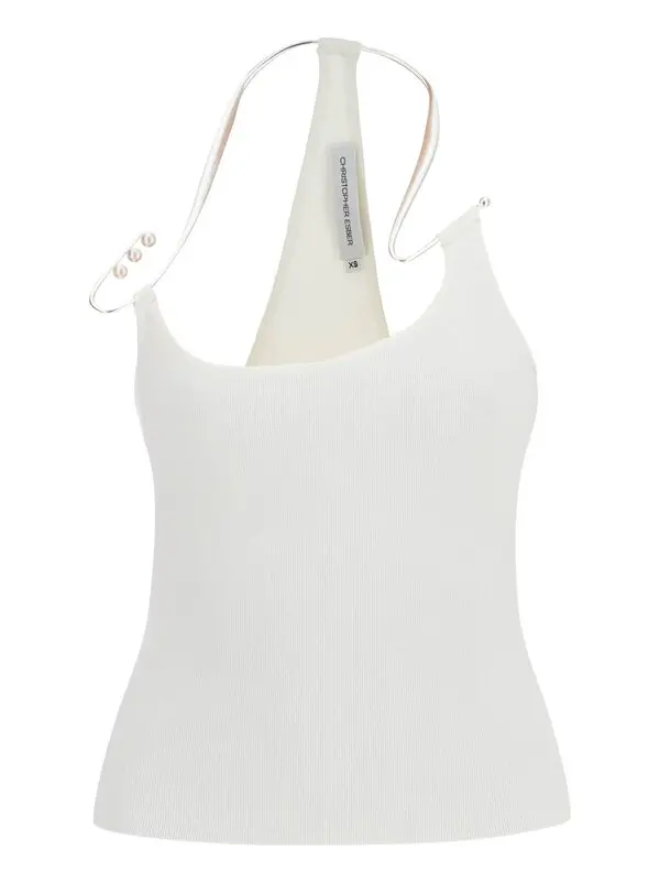 Christopher Esber Ribbed V-neck Vest - White