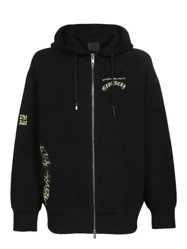 Givenchy Embroidered Logo Wool Hoodie - Black