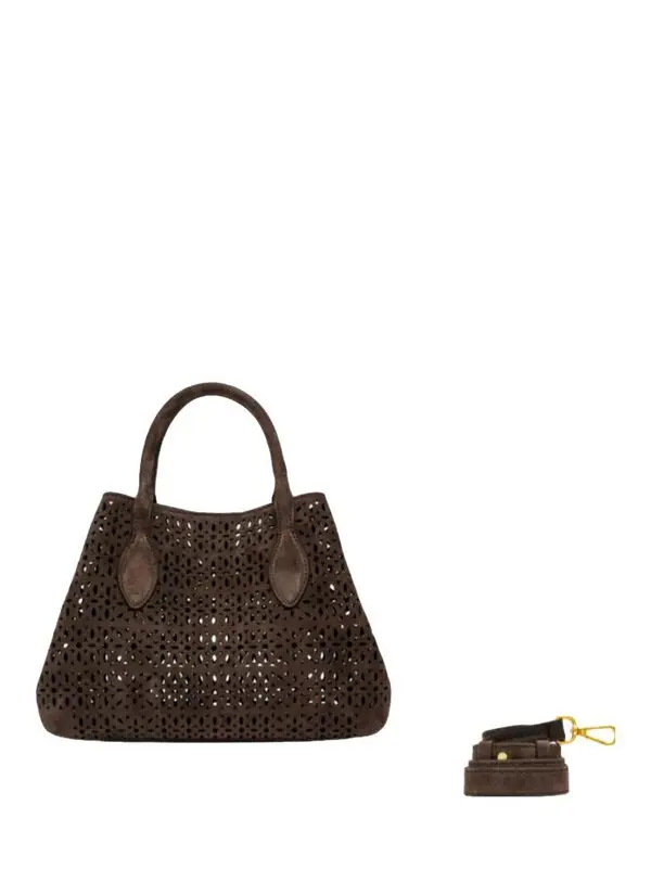 GIANNI CHIARINI Laser-cut Tote Bag With Adjustable Shoulder Strap - Moka