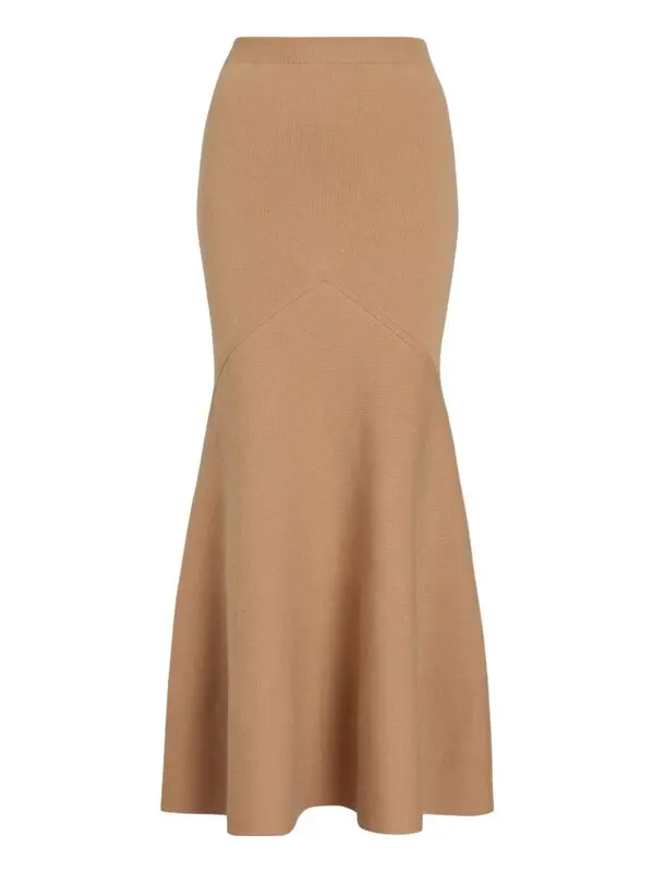 PATOU Knitted Peplum Maxi Skirt - Brown