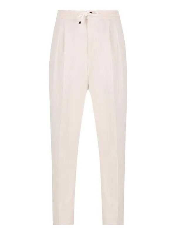 Brunello Cucinelli Drawstring Tapered Leg Trousers - White