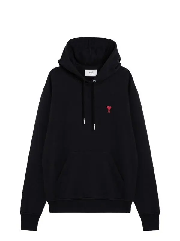 Ami Long-sleeved Hooded Hoodie - Black