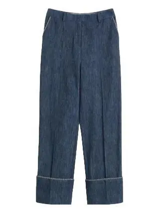 Valentino Garavani Wide Leg Jeans With Turn-up Hem - Blue