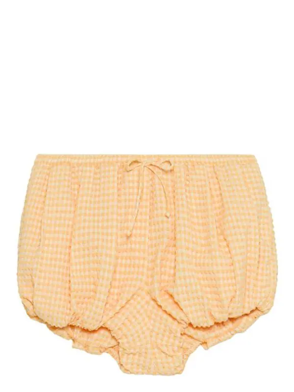 Simkhai Addie Bubble Shorts In Textured Gingham - Mango Ivory