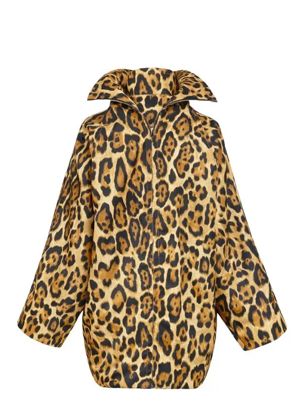Alaïa Layered Leopard Print Twill Coat - Brown
