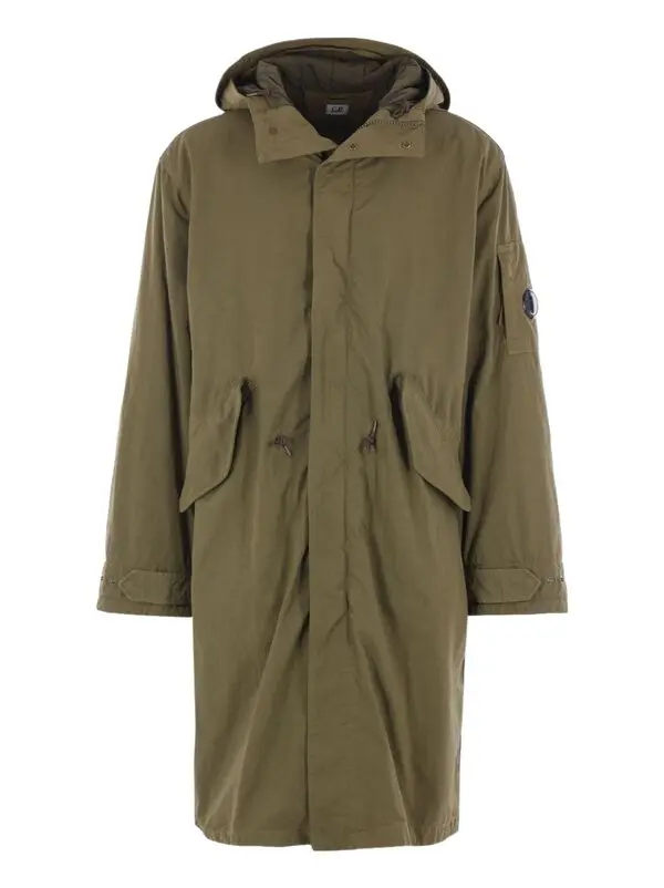 C.P. COMPANY Hooded Parka With Lens Detail - Olive Green