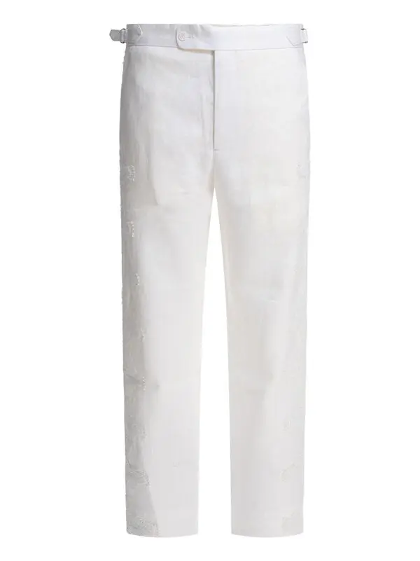 BODE Straight Leg Embroidered Trousers - White
