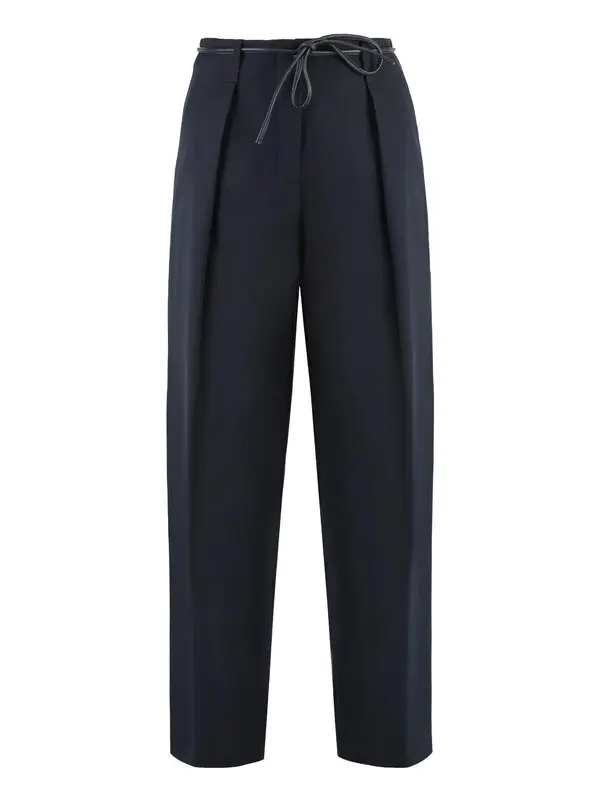 YVES SALOMON Cropped Belted Pants - Blue