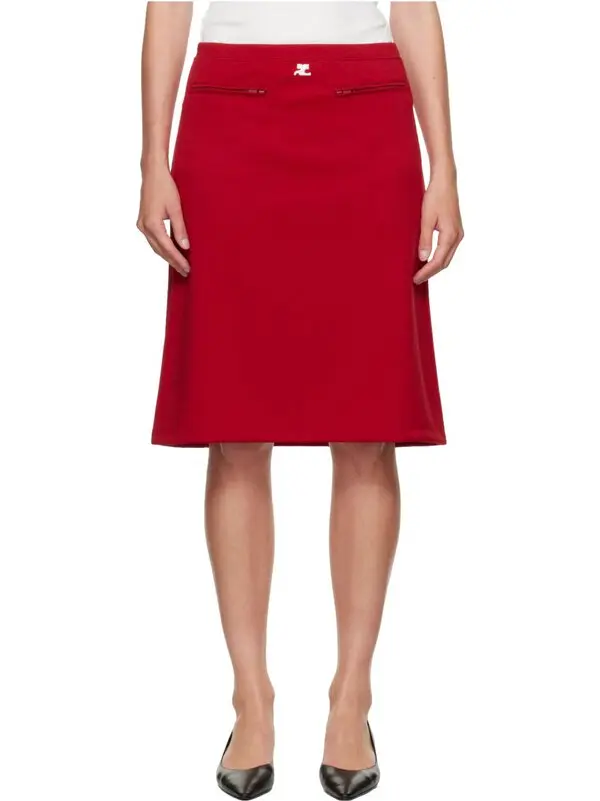 COURREGES Double-knit Midi Skirt - Red